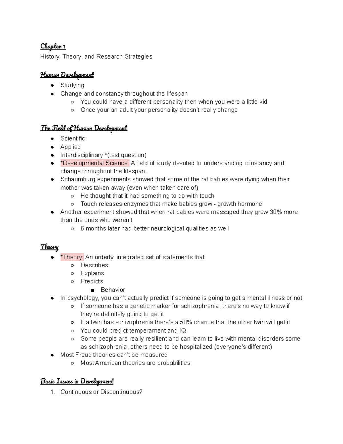 Ch 1 - Key Concepts in Human Development Theories and Research - Studocu