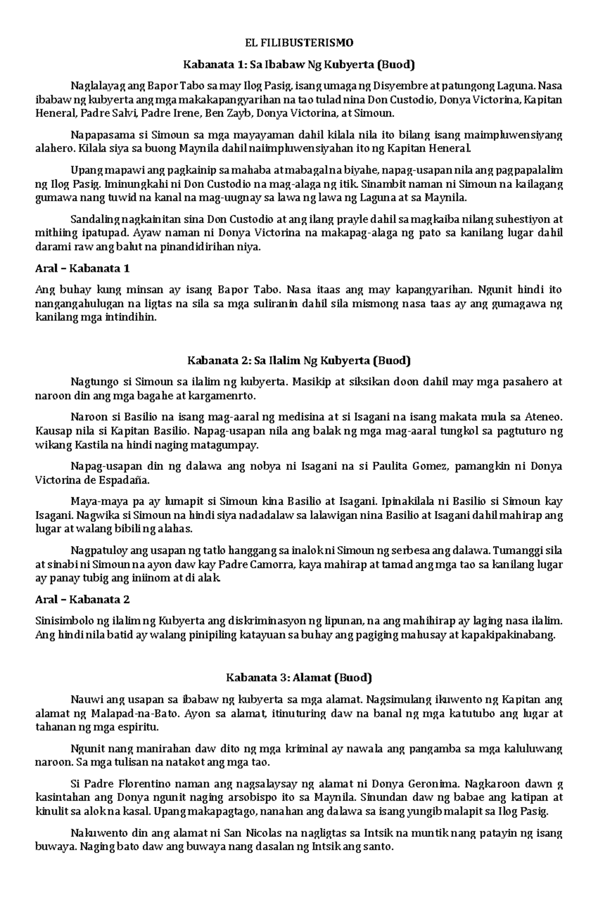 EL Filibusterismo - El Fili - EL FILIBUSTERISMO Kabanata 1: Sa Ibabaw Ng Kubyerta (Buod ...