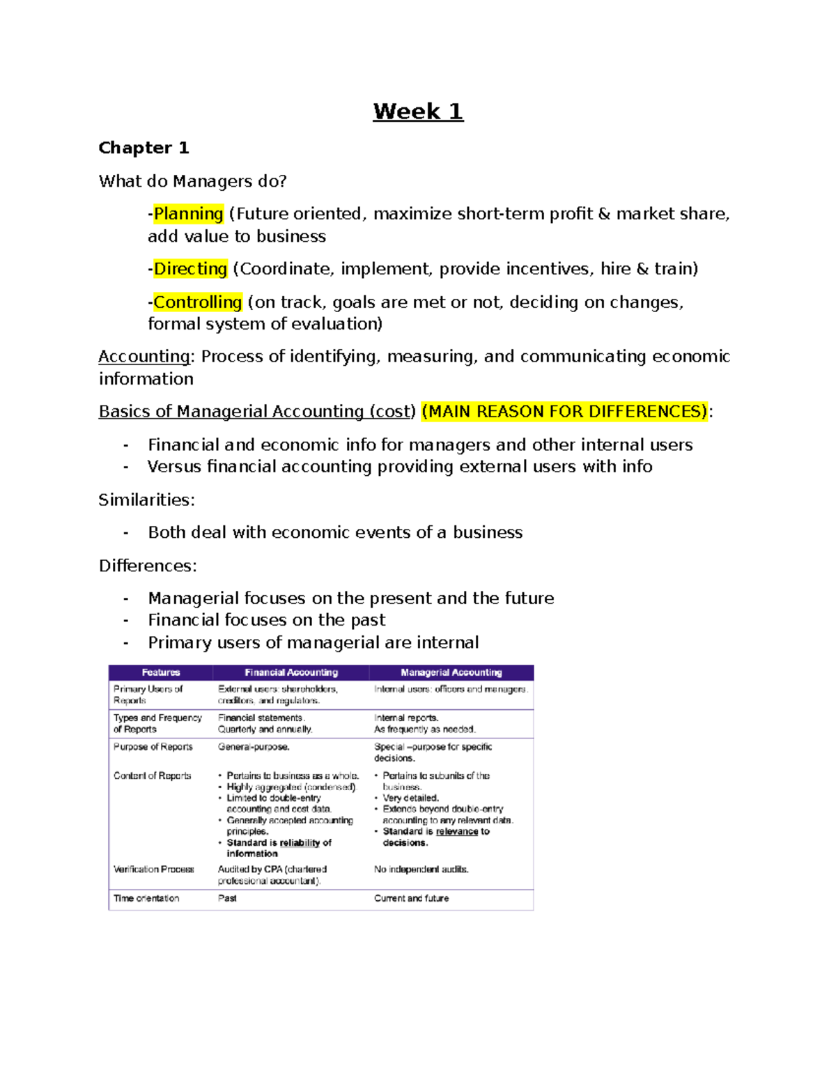 2AB3 Week 1 Lecture Notes: Managerial Accounting Fundamentals - Studocu