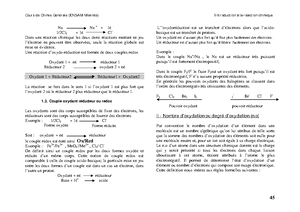 Cours d'Oxydo-Réduction : Réactions et Concepts Fondamentaux - Studocu