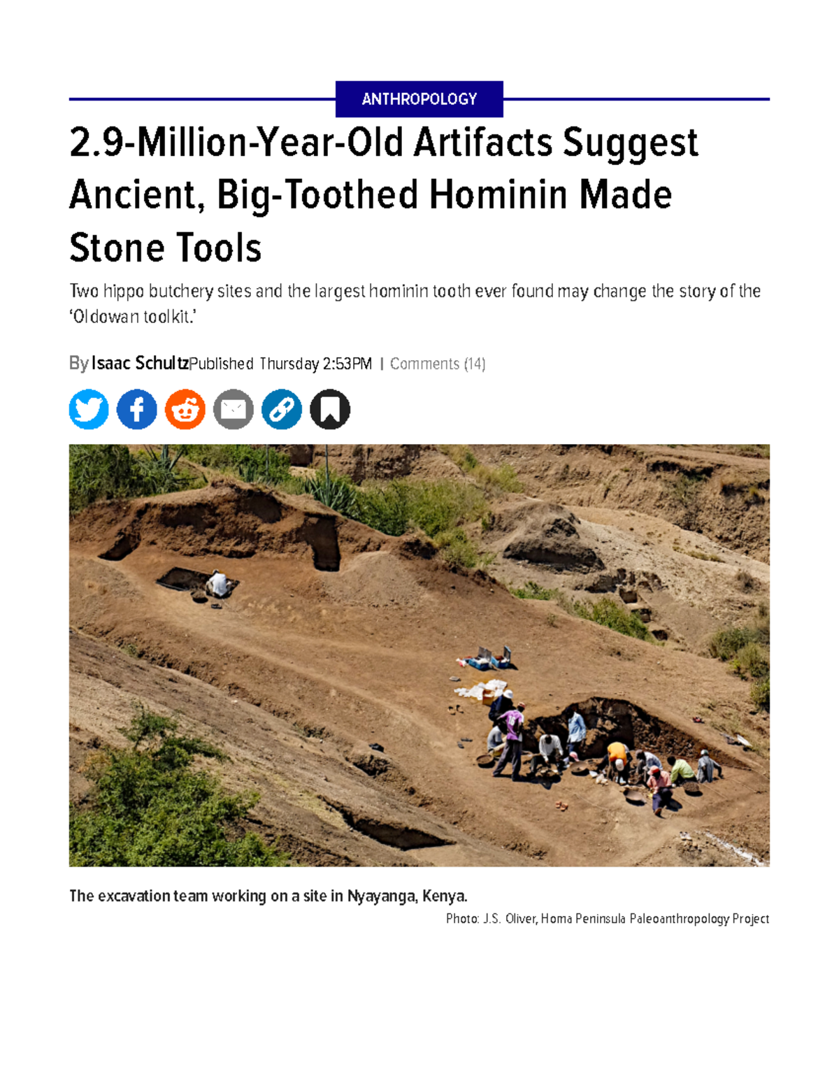 2.9-Million-Year-Old Artifacts Suggest Ancient, Big-Toothed Hominin ...