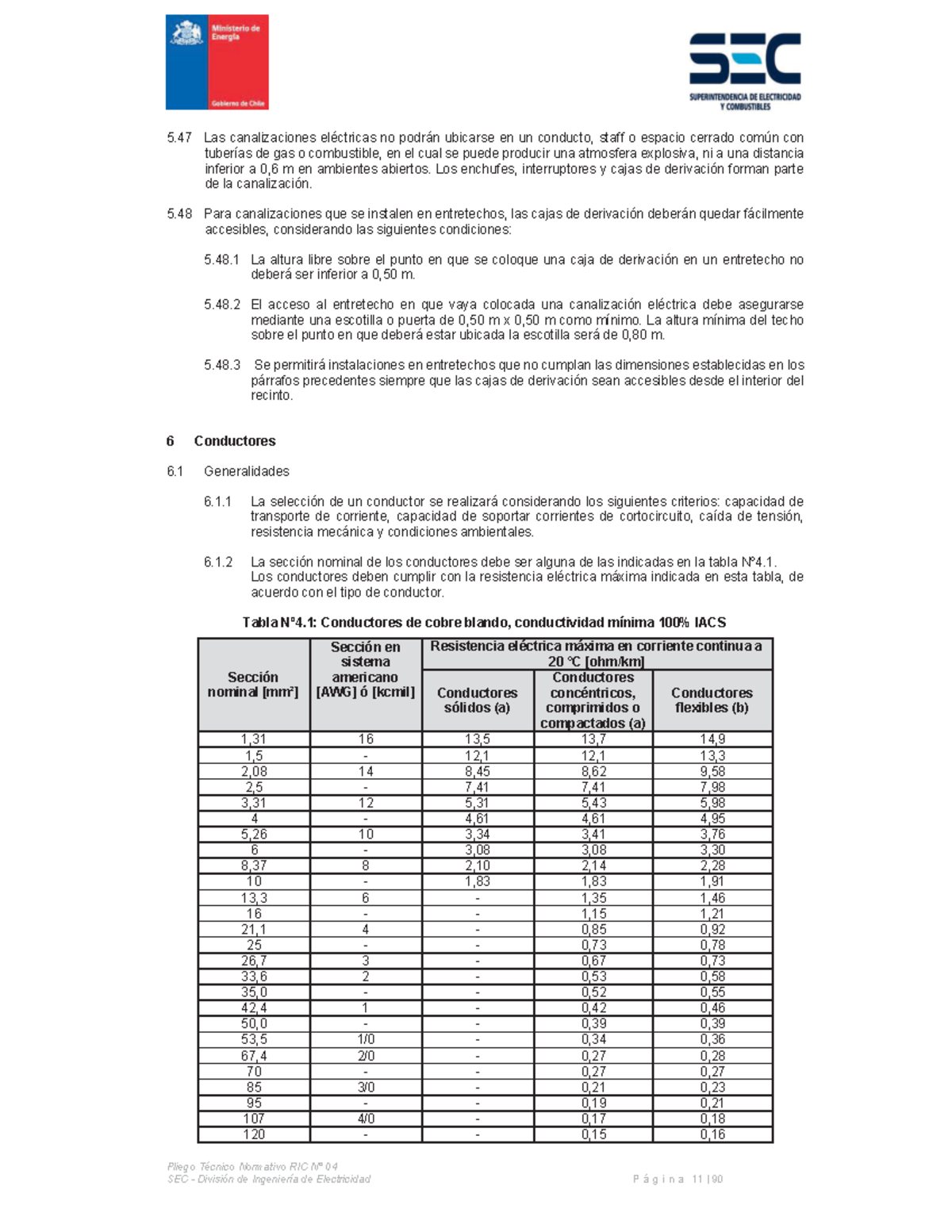 Pliego Técnico Normativo RIC N° 04 - Canalizaciones y Conductores - Studocu