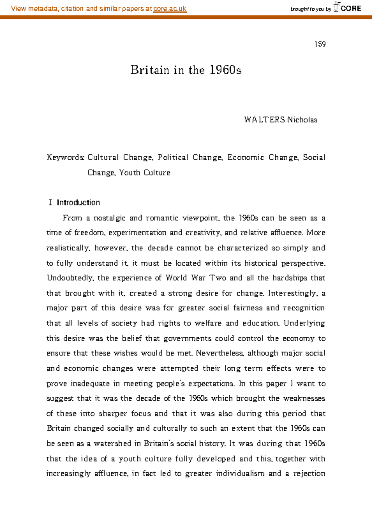 Britain in the 1960s: Cultural, Political, and Social Transformations ...