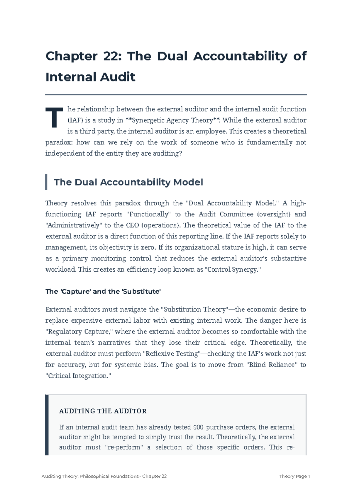 Chapter 22: Dual Accountability in Internal Audit and External ...