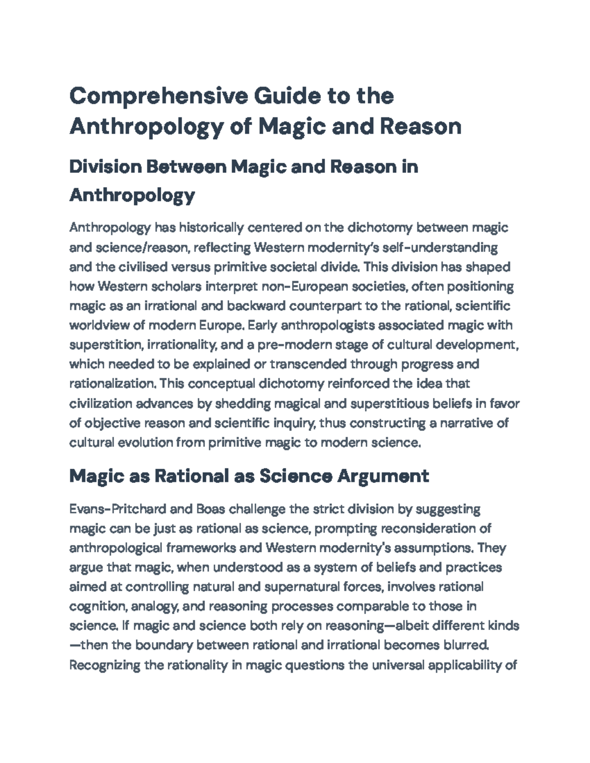 Comprehensive Guide to Magic, Reason, and Anthropology (ANTH 101) - Studocu