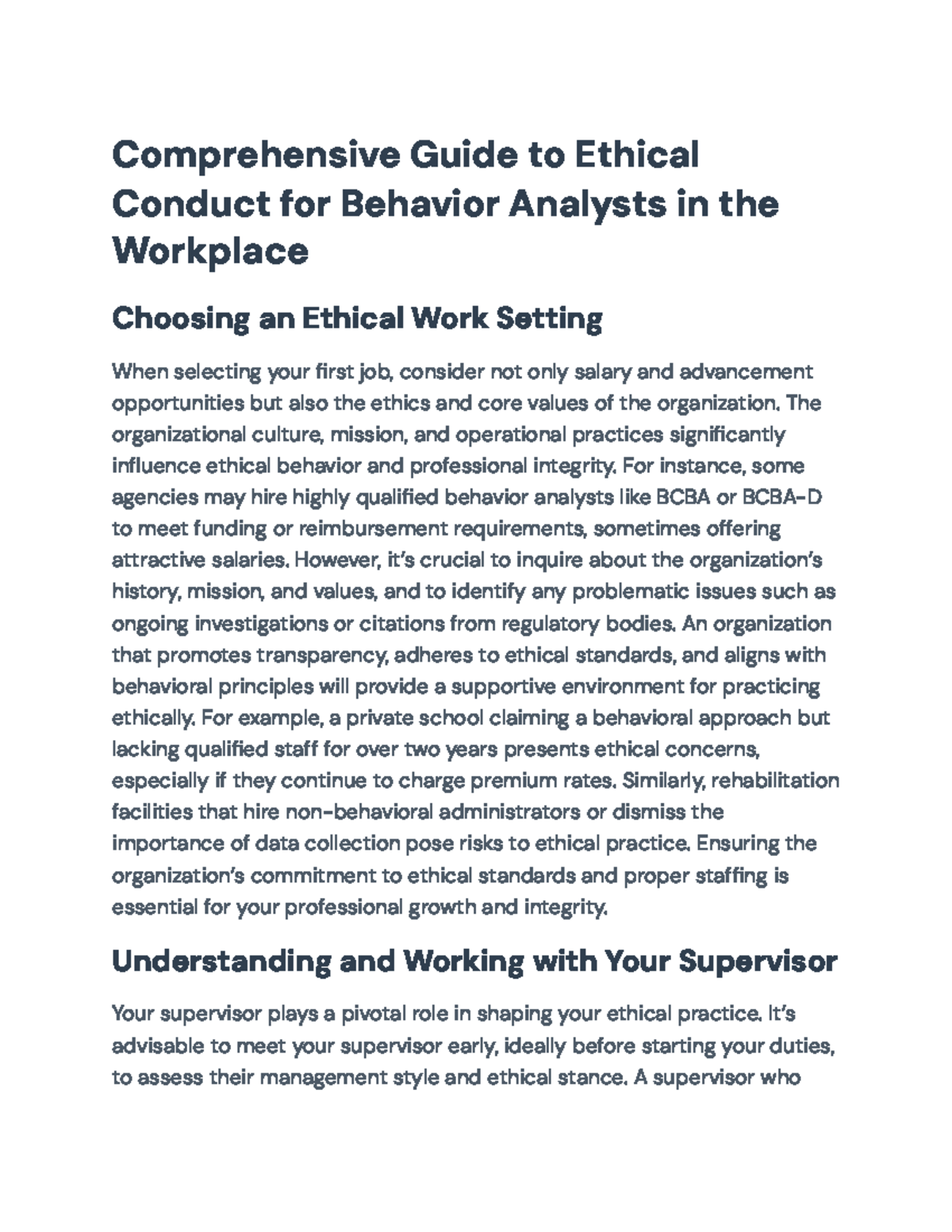 Comprehensive Guidelines for Ethical Conduct in Behavior Analysis (BACB ...