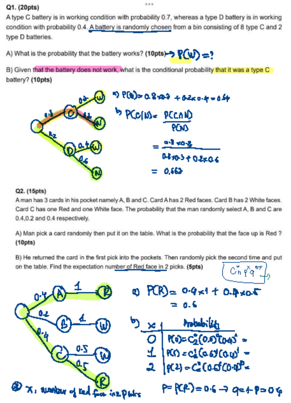 Midterm Solutions 2022 - Probability and Statistics - Studocu