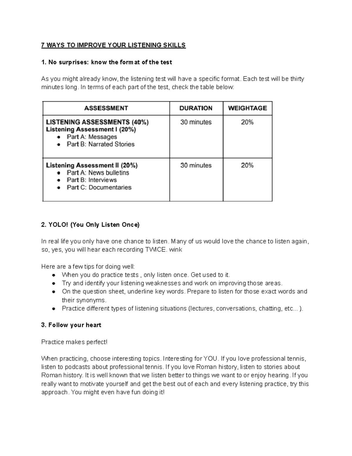 Effective Listening Assessment Tips & Strategies for Success - Studocu
