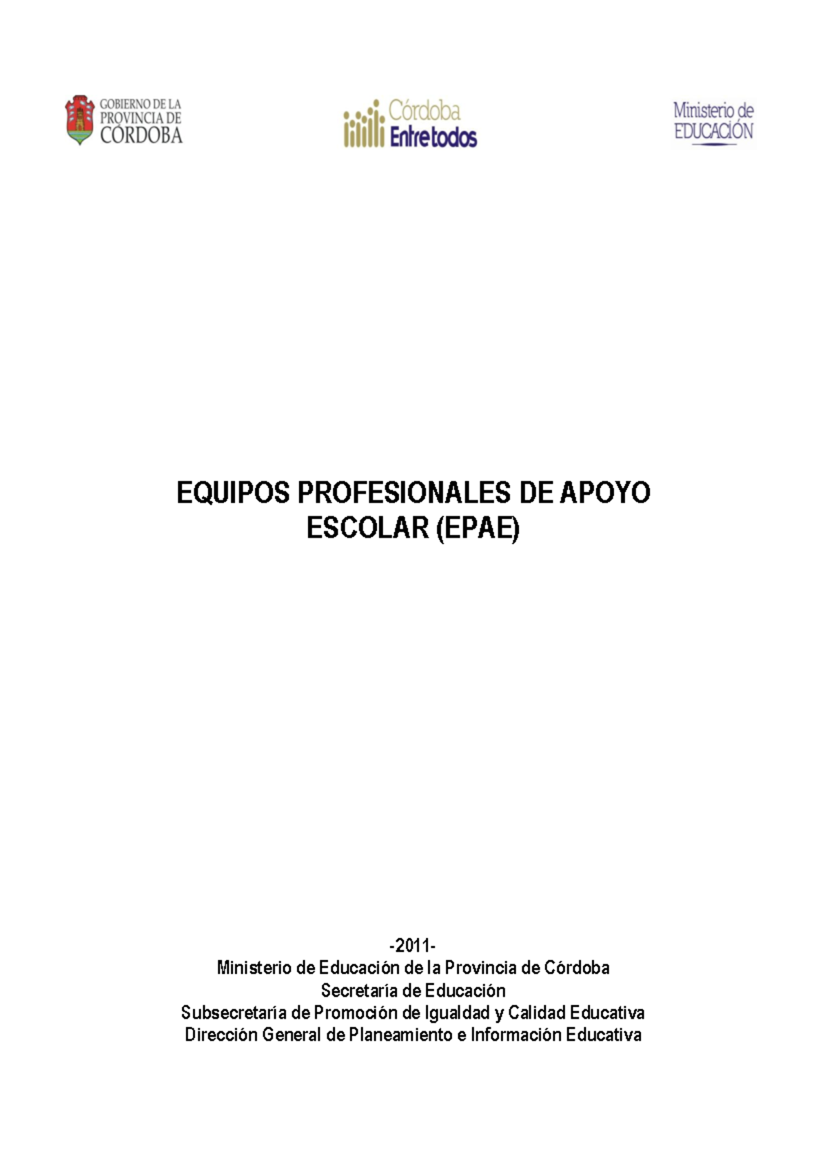 Equipos Profesionales de Apoyo Escolar (EPAE) en Córdoba: Resumen y ...