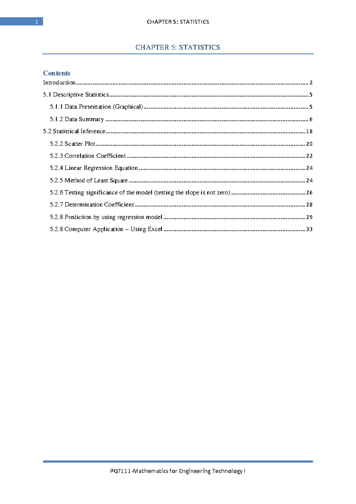 Chapter 5 Statistics (Mathematics Technology) - 1 CHAPTER 5: STATISTICS ...