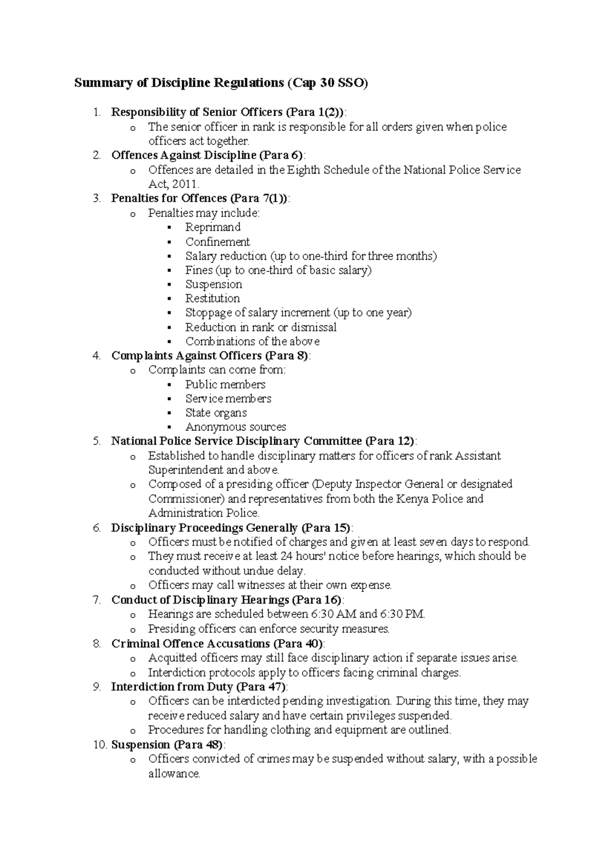 Discipline Regulations Summary (Cap 30 SSO) for LAW AND SOCIETY - Studocu