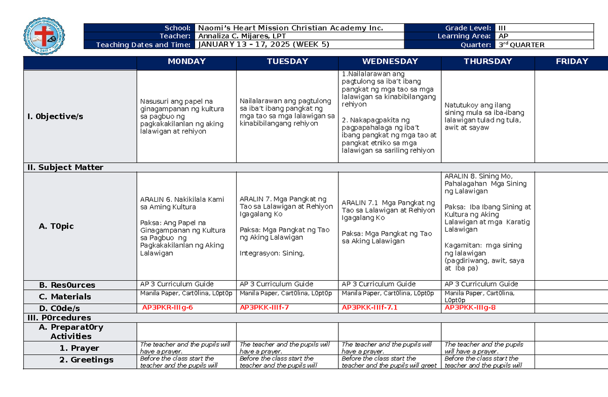 Grade 3 4A's AP - School: Naomi’s Heart Mission Christian Academy Inc ...