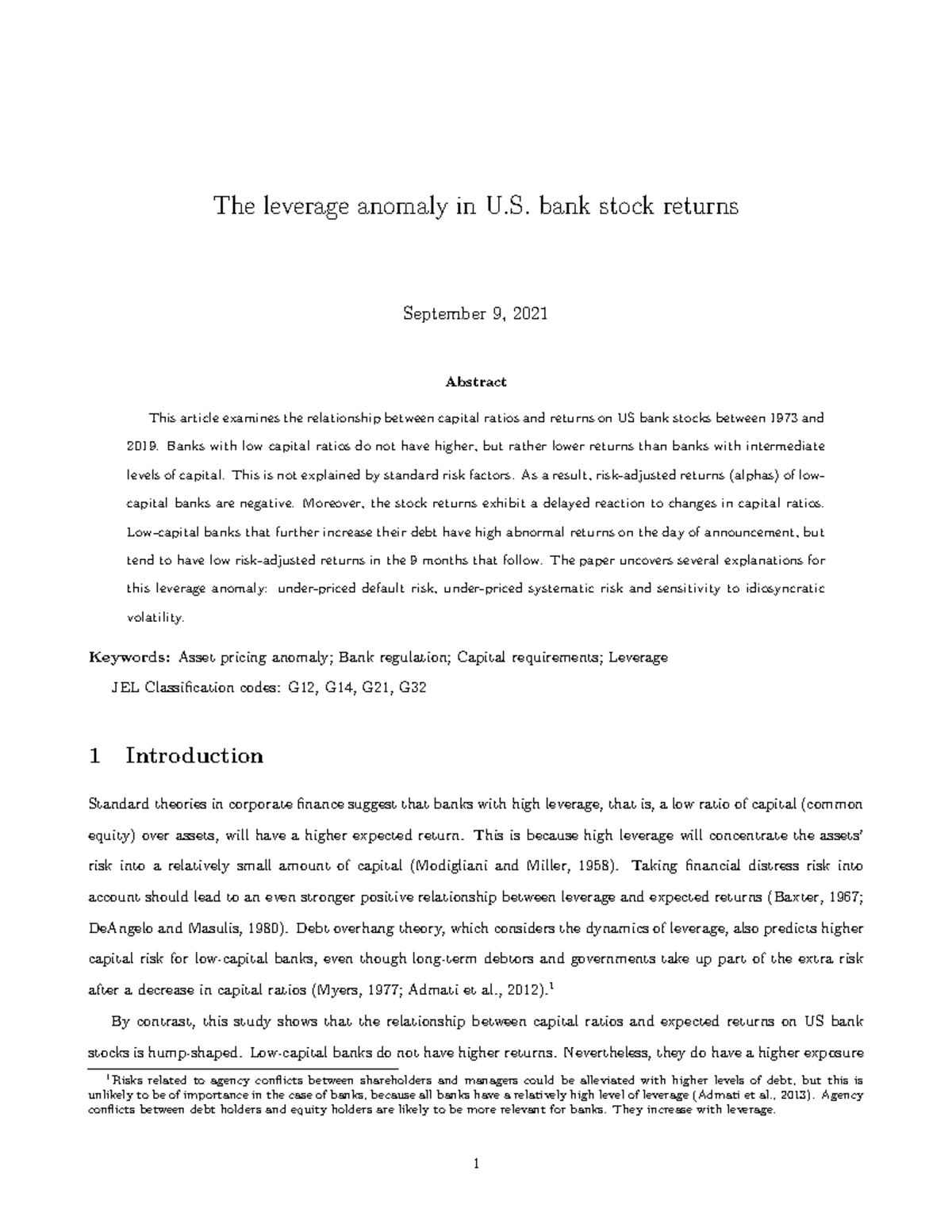 Article 3 - ds vsdf - The leverage anomaly in U. bank stock returns ...