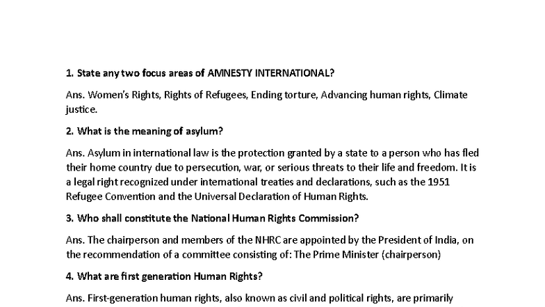 PIL and Human Rights: Key Concepts and Definitions - Studocu