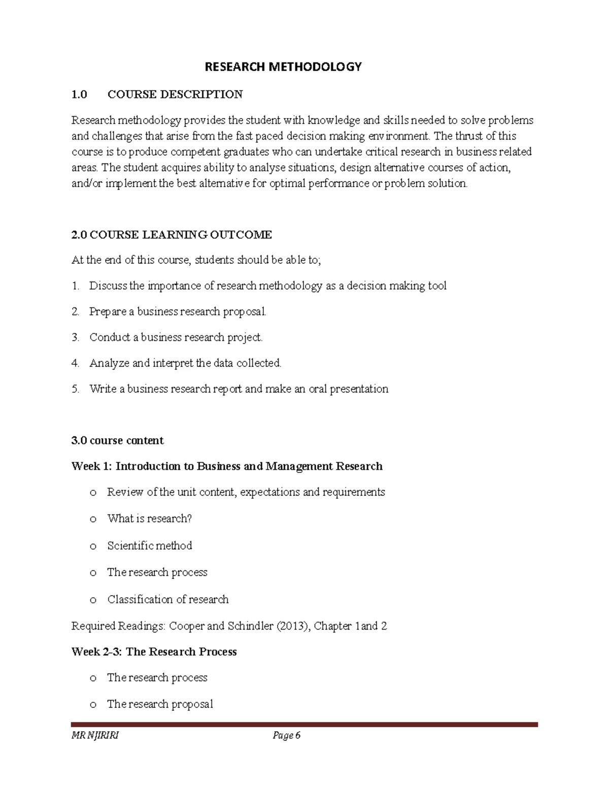 Research Methodology - Notes - RESEARCH METHODOLOGY 1 COURSE ...