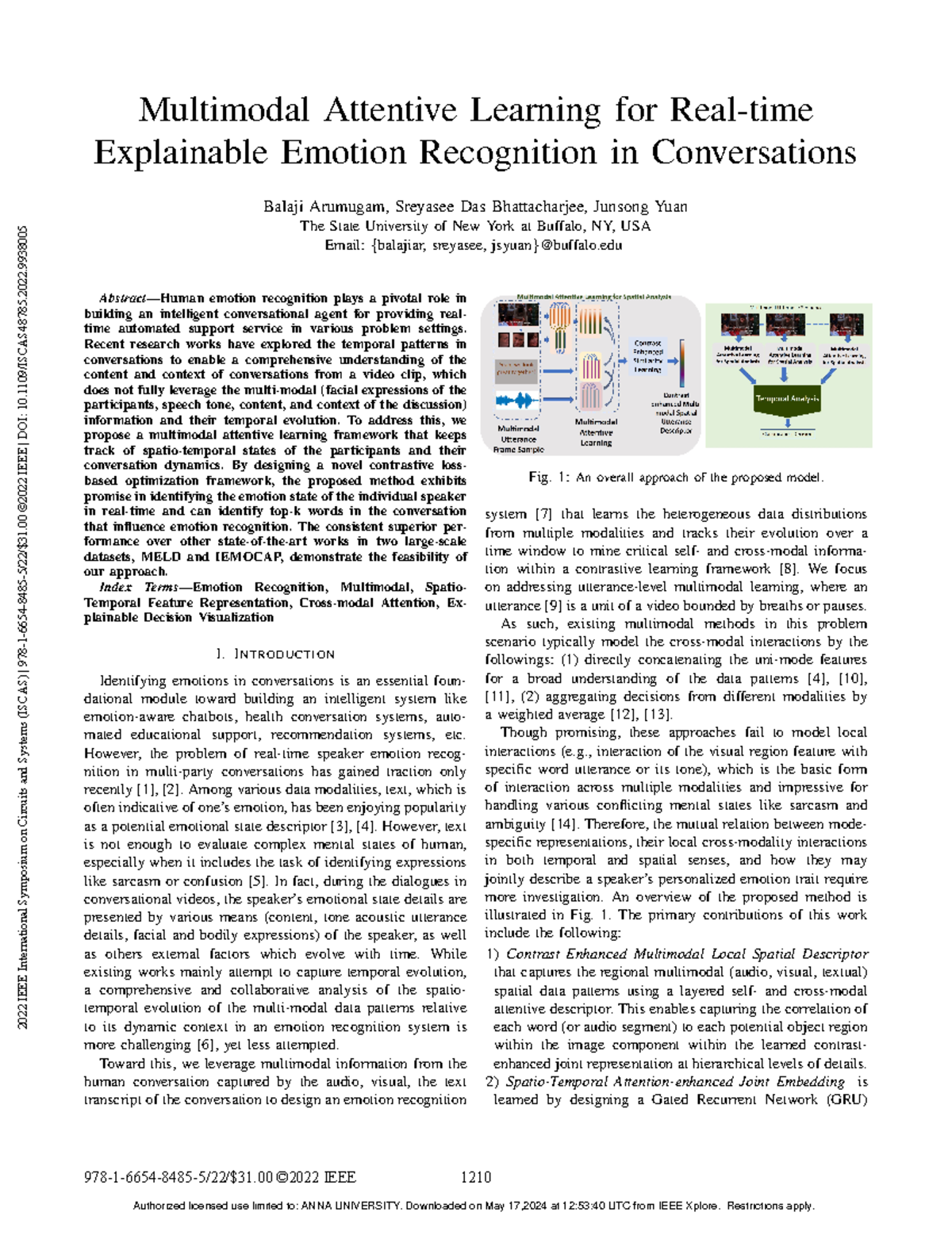 Multimodal Attentive Learning For Real Time Explainable Emotion Recognition In Conversations