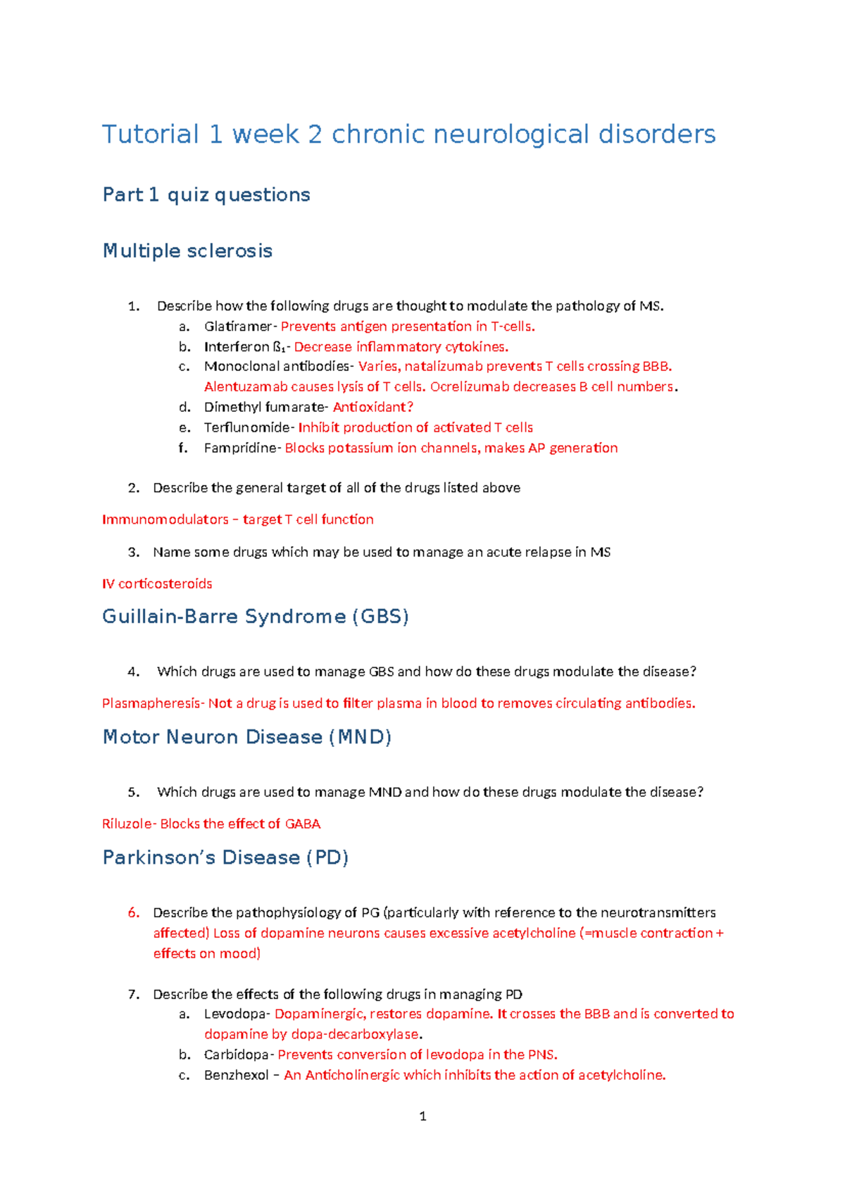 NS2882 Seminar 1 Week 2: Chronic Neurological Disorders Quiz Questions ...