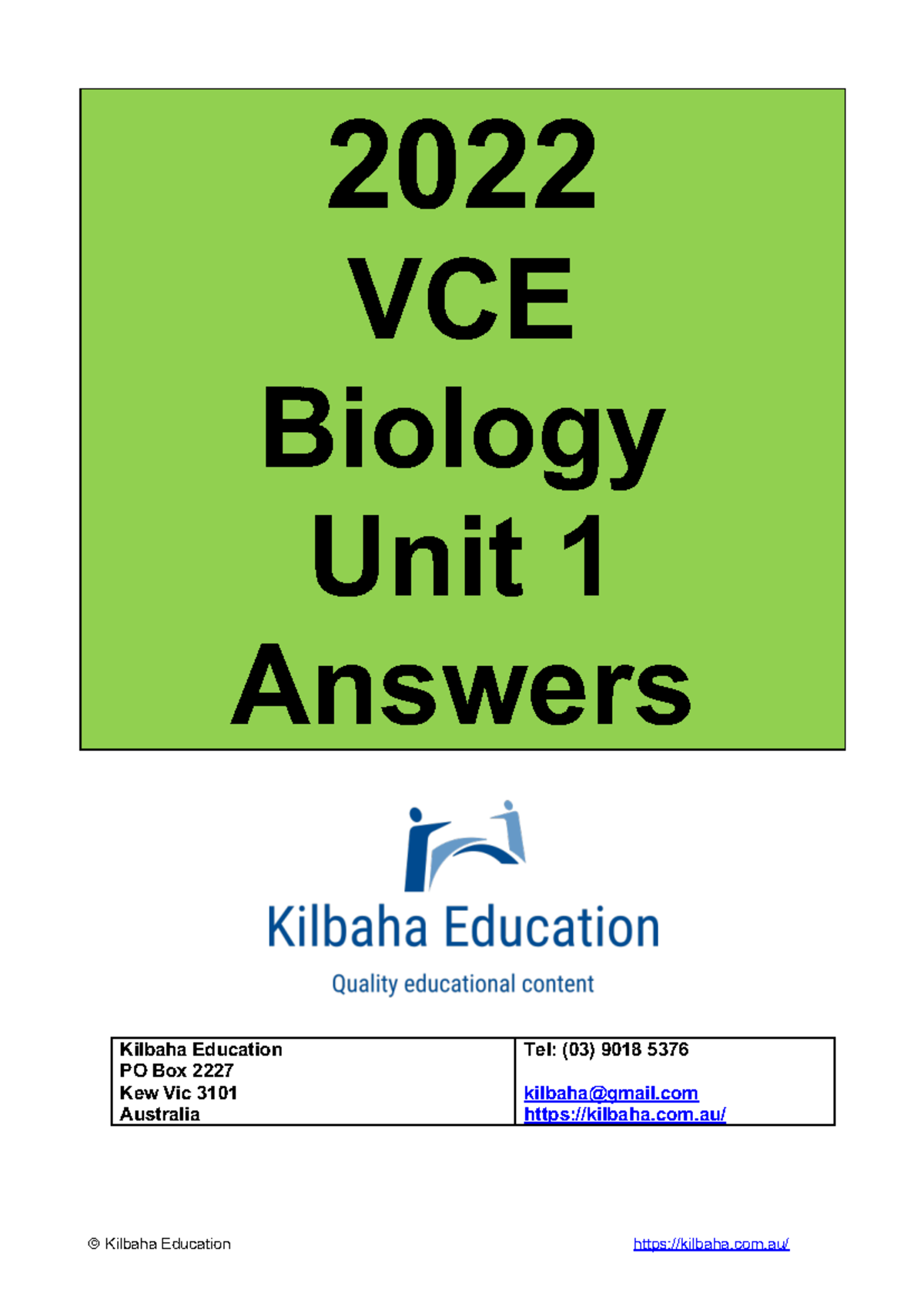 2022 VCE Biology Unit 1 Exam Detailed Answers - Studocu