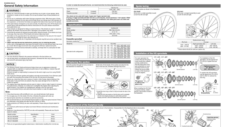 Shimano WH-7900-C50 Wheel User Manual and Safety Instructions - Studocu