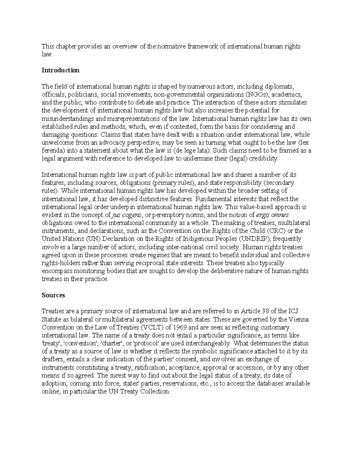 International Human Rights Law: Normative Framework Overview - Studocu