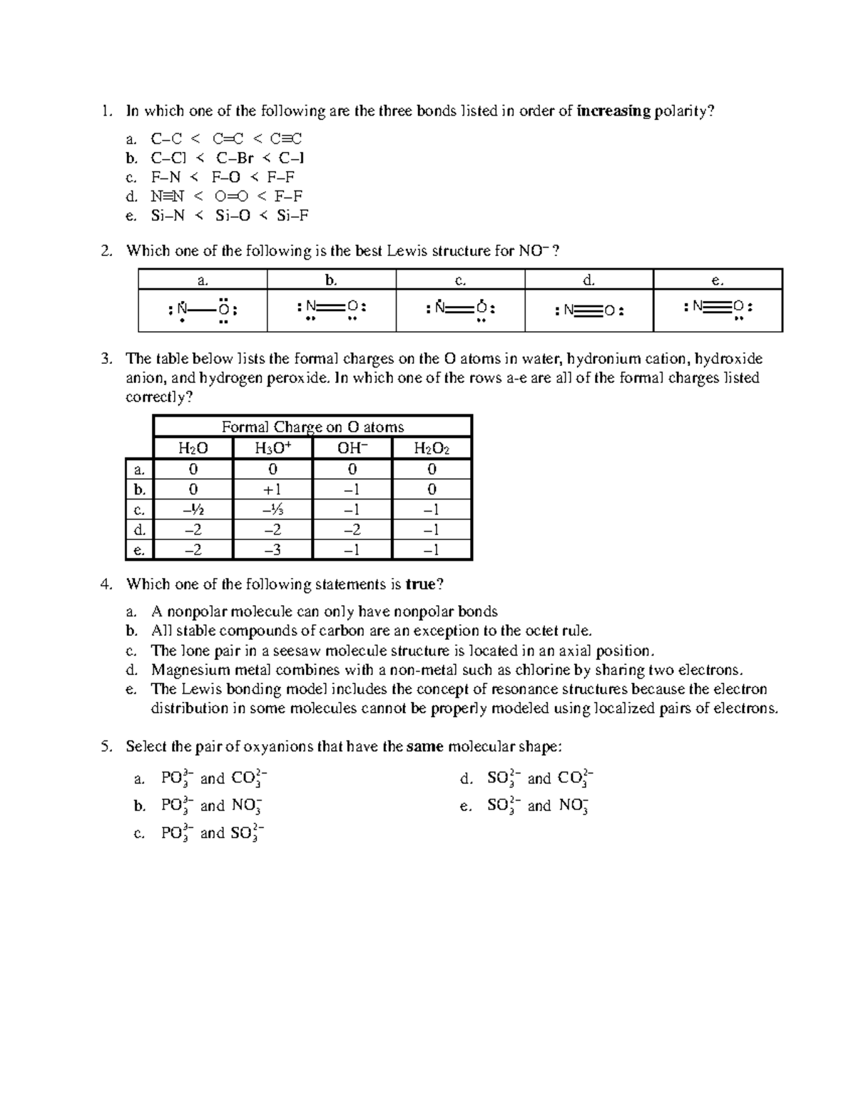 Chemistry Practice Exam Questions for CHM 101 - Studocu