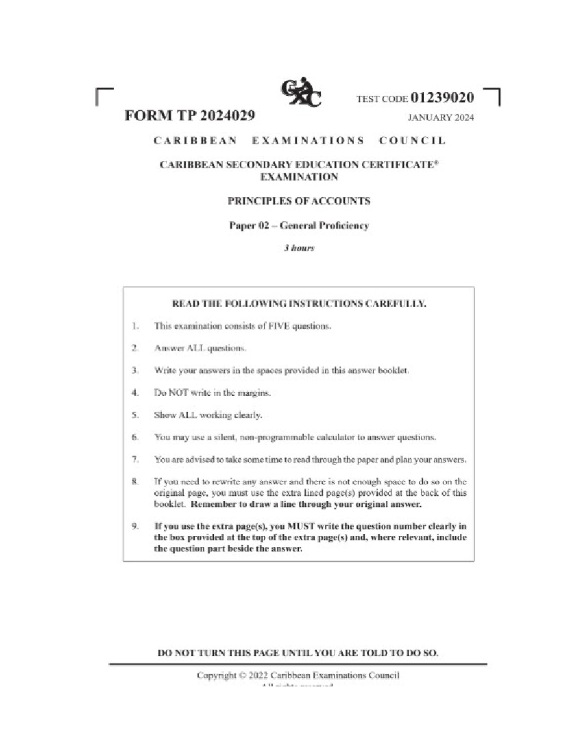 Principles of Accounts Past Paper January 2024: CSEC Examination Review ...