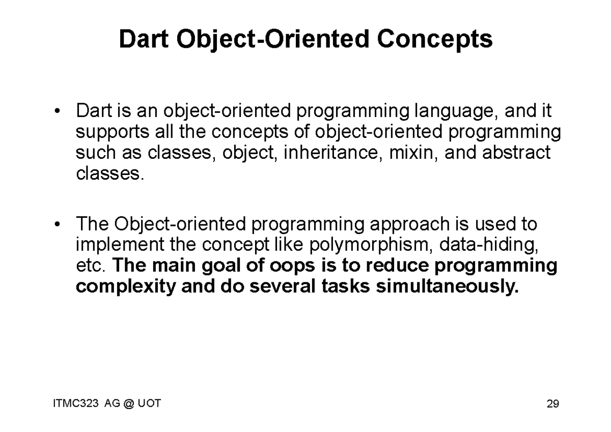 ITMC323 AG UOT Dart Programming Concepts and Inheritance Overview - Studocu