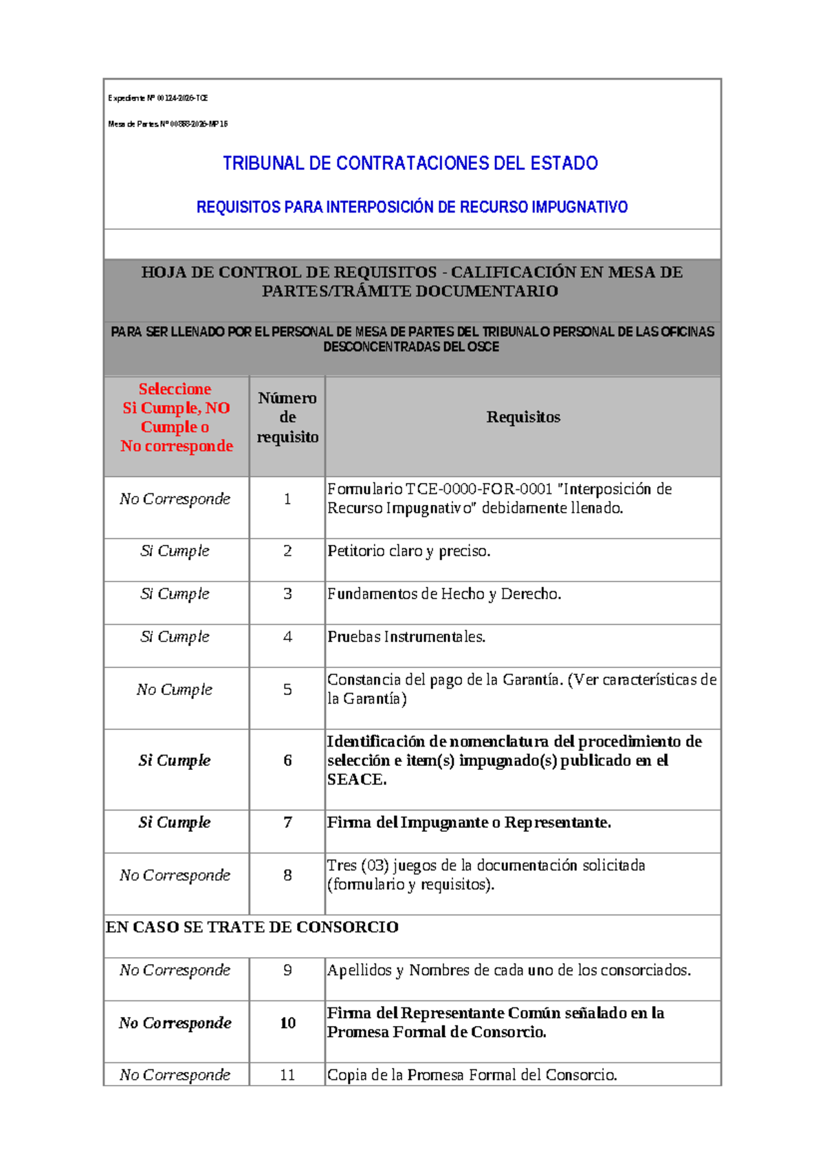 Requisitos para Interposición de Recurso Impugnativo - TCE - Studocu