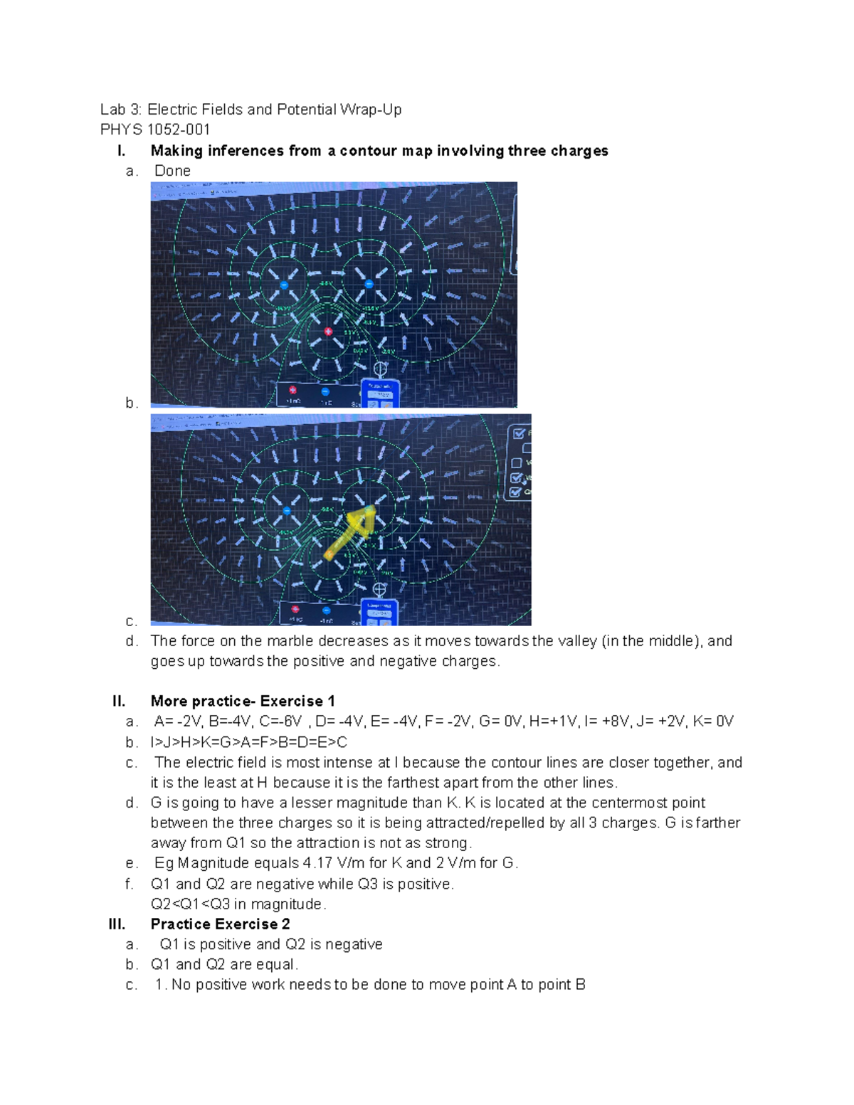PHYS 1052 - Lab 3 Wrap-Up: Electric Fields & Potential Analysis - Studocu