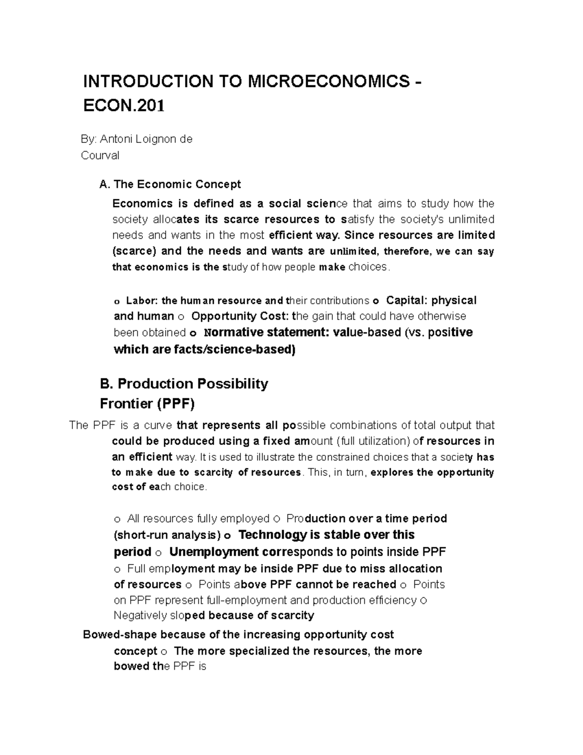 Econ.201 Final Exam Notes: Microeconomics Overview - Studocu