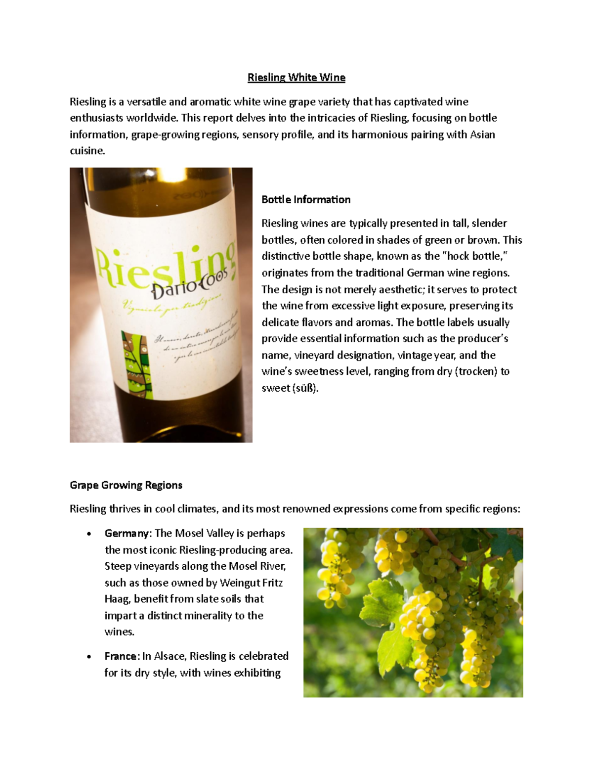 Riesling White Wine - A Comprehensive Guide to Beverage Notes - Studocu
