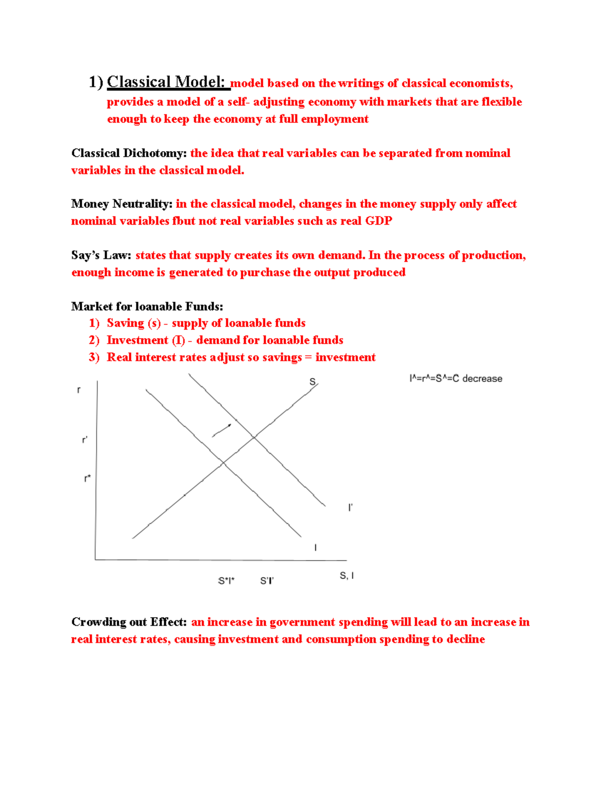 Econ 162 Final Exam Review: Classical vs. Keynesian Economic Models - Studocu