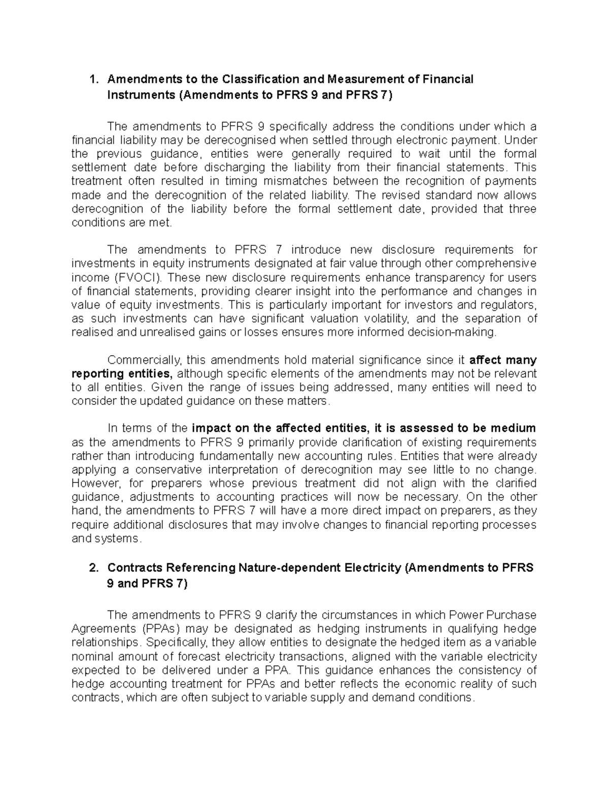 UFRS Updates: Amendments to PFRS 9 & PFRS 7 Effective 2026 - Studocu