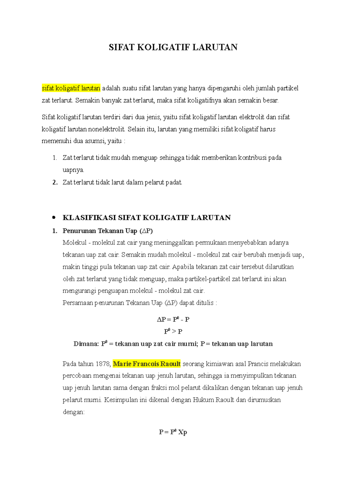 Sifat Koligatif Larutan: Kenaikan dan Penurunan Titik Didih dan Beku ...