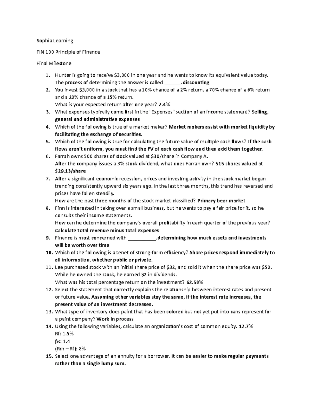 Sophia Personal Finance Unit 4 Milestone 4 - 1 CONCEPT → Financial ...