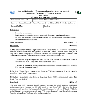 CN final 2020 - its a past paper - Computer Networks - Studocu