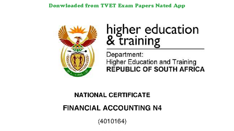 N550 - Financial Accounting N4 June 2021 Question Paper - Studocu