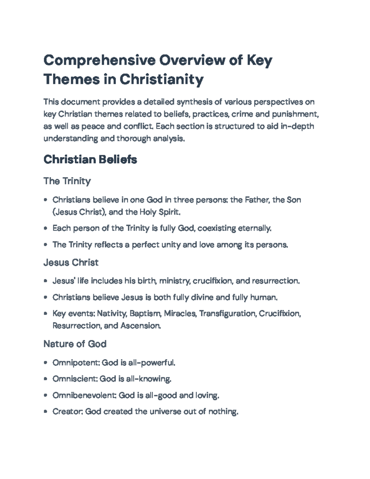 Comprehensive Overview of Key Christian Themes: Beliefs and Ethics ...
