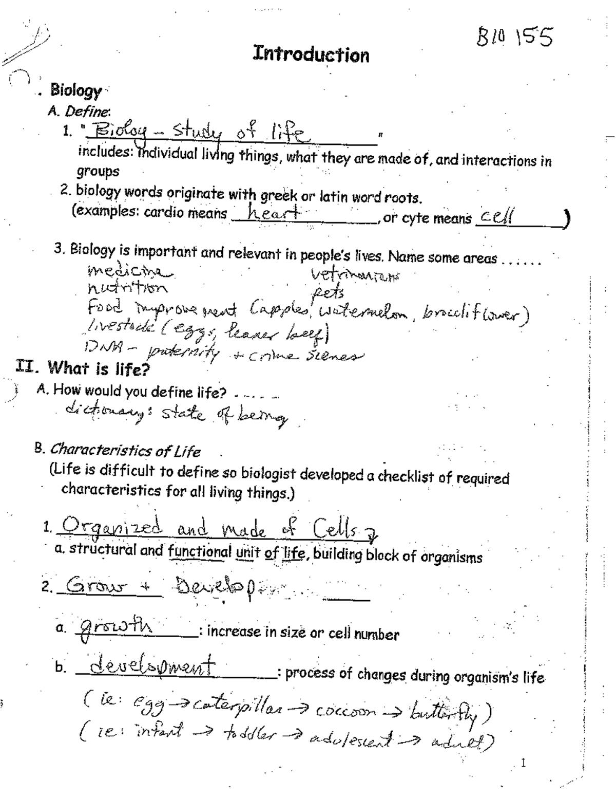 Final Exam Study Guide for Course Code B10 155: Key Biology Concepts ...