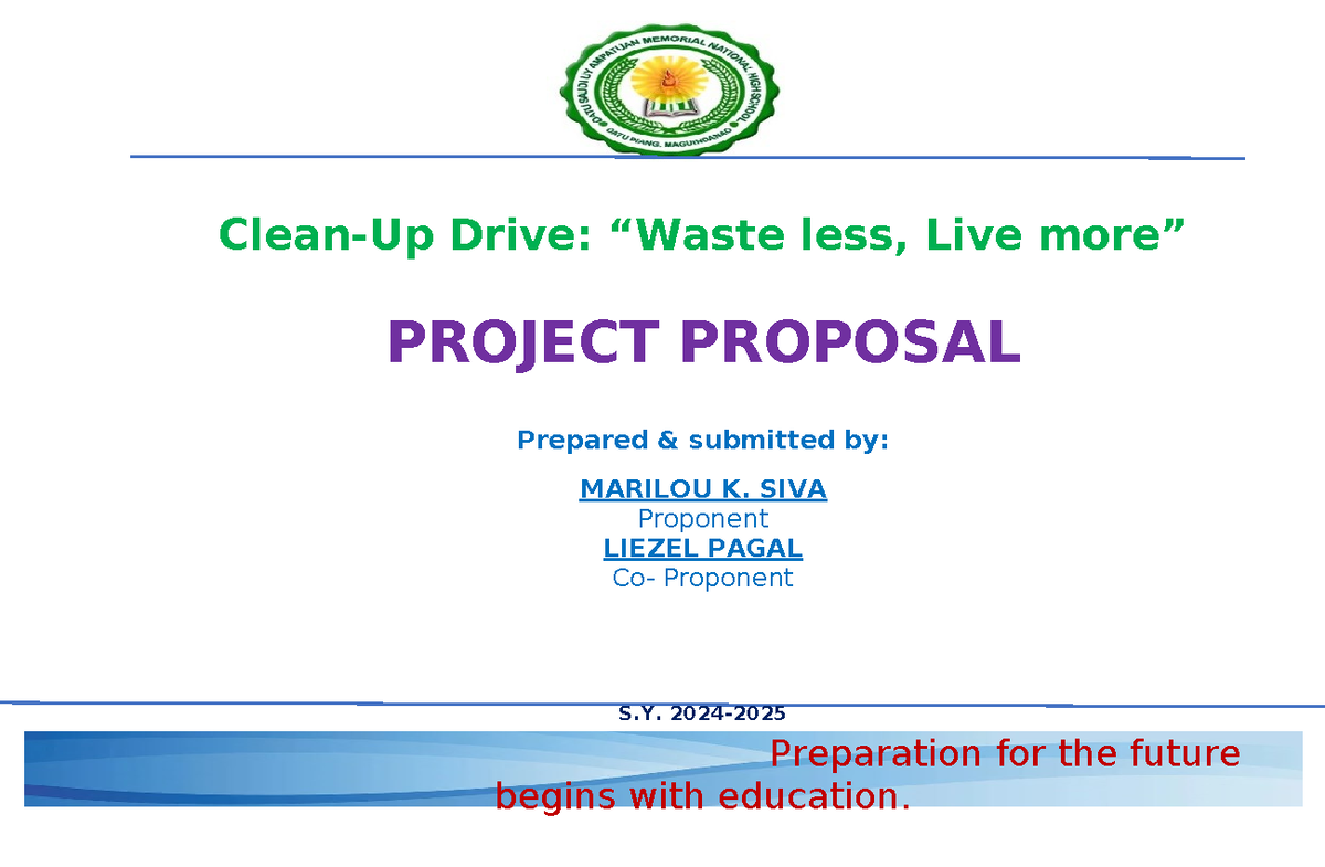 Workshop-4 Project Proposal: Clean-Up Drive "Waste Less, Live More ...