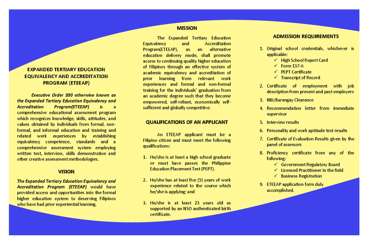 ETEEAP Brochure Primer: Expanded Tertiary Education Equivalency Program ...