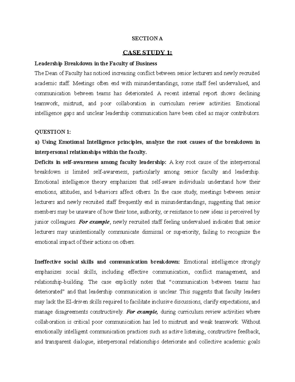 ECES Case Study: Leadership Breakdown and Emotional Intelligence ...