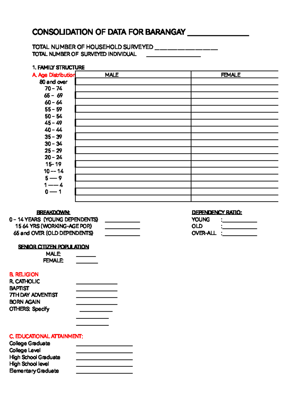 Barangay Household Survey Data Consolidation Report - Studocu