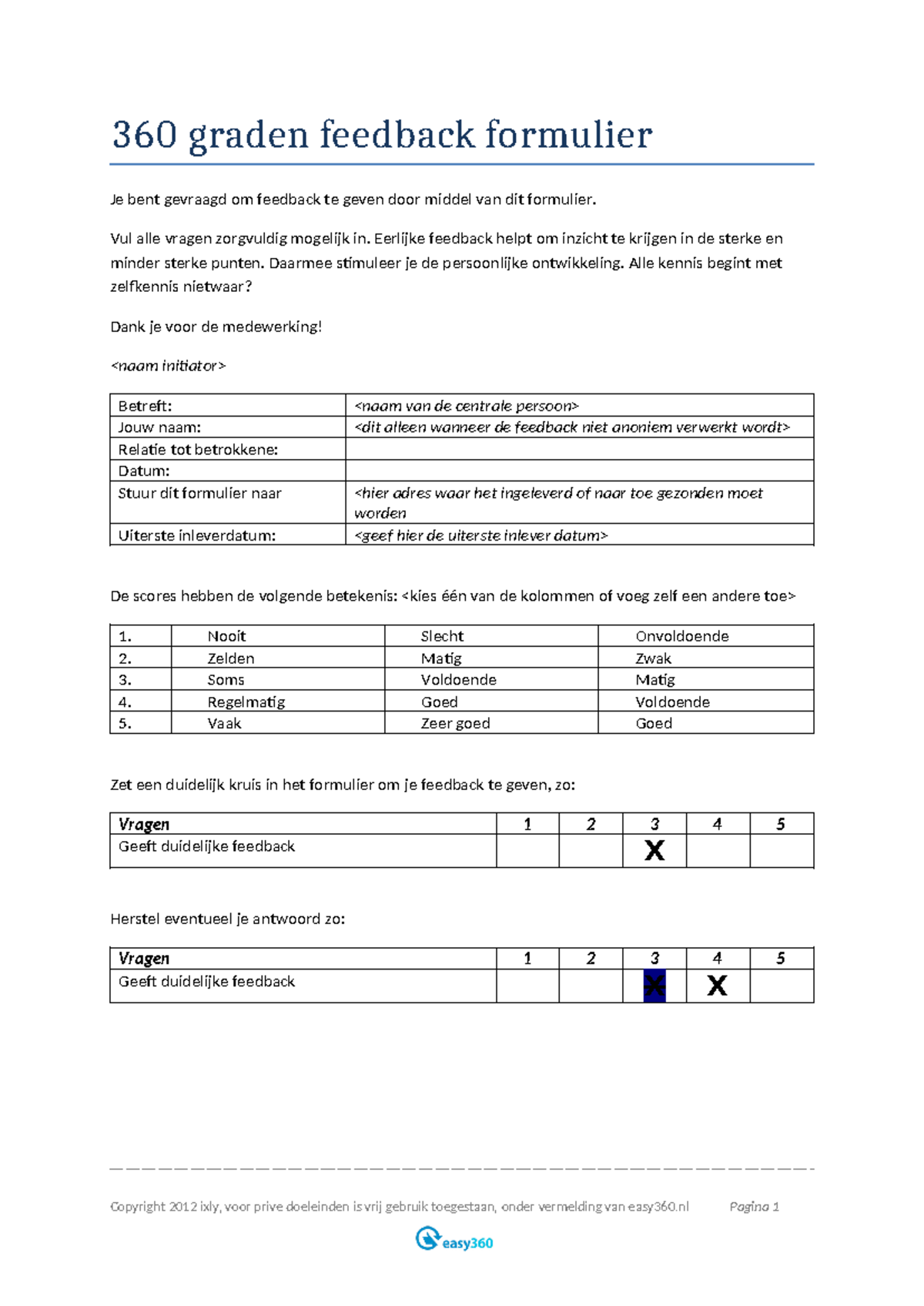 360-Graden Feedback Formulier voor Persoonlijke Ontwikkeling - Studeersnel