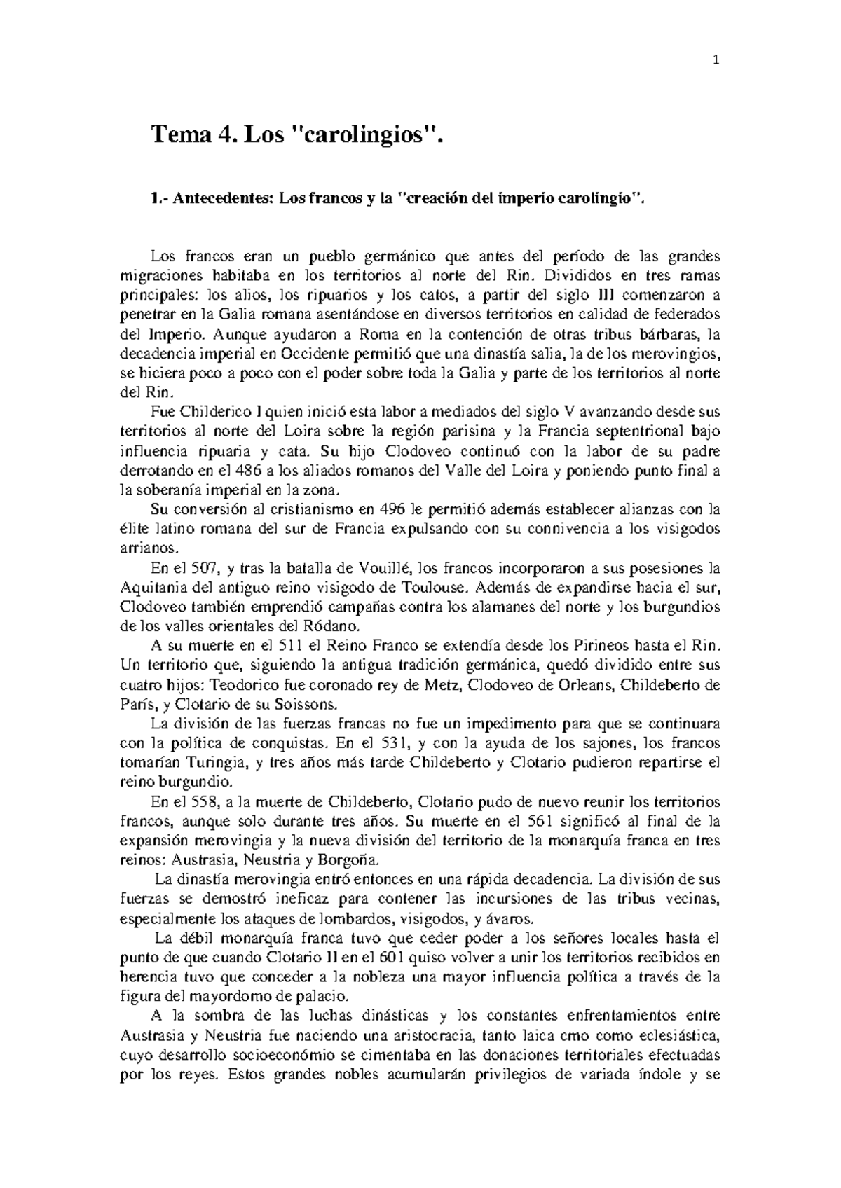 Tema 5: Los Carolingios - Resumen y Análisis Histórico - Studocu