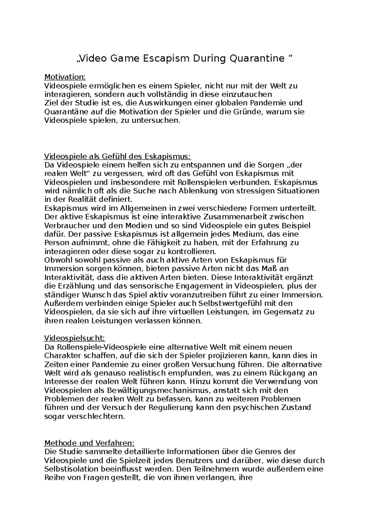 Video Game Escapism During Quarantine - Videospiele als Gefühl des ...