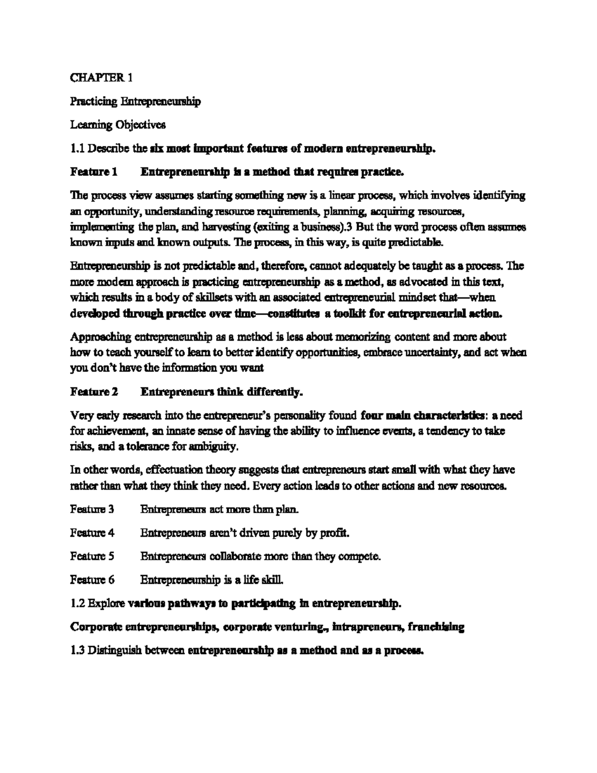 COMM320 - Chapter 1: Practicing Entrepreneurship Insights - Studocu