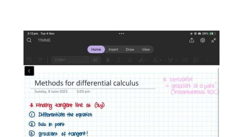 Differential Calculus II: Derivative Methods & Tangent Lines - Studocu