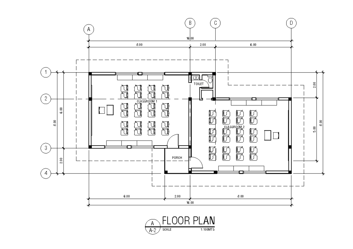 Classroom - floor plan of room - BS Architecture - 8. 2. 6. 16. A B C D ...