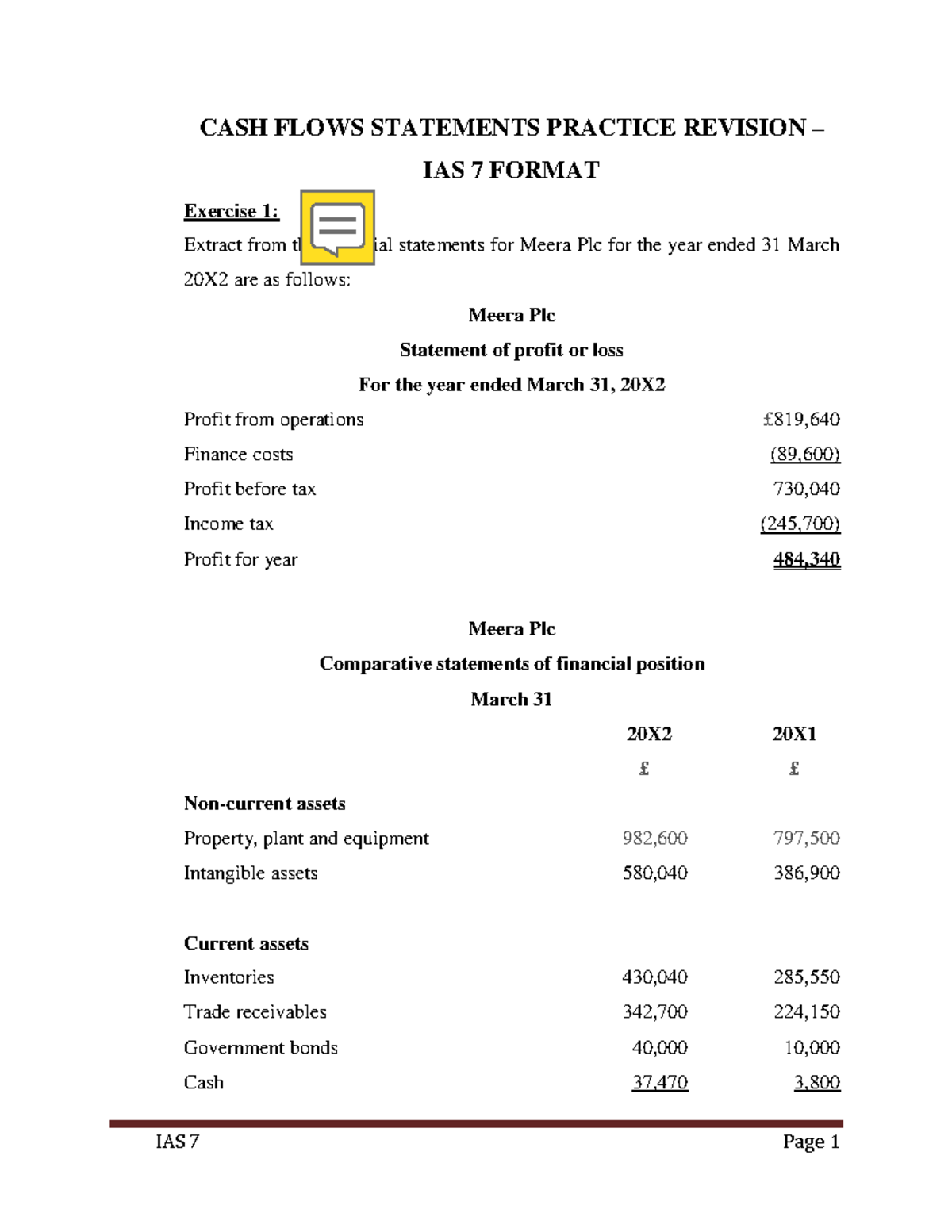 Chapter 14: Cash Flow Statements (CFS) Advanced IAS 7 Revision - Studocu